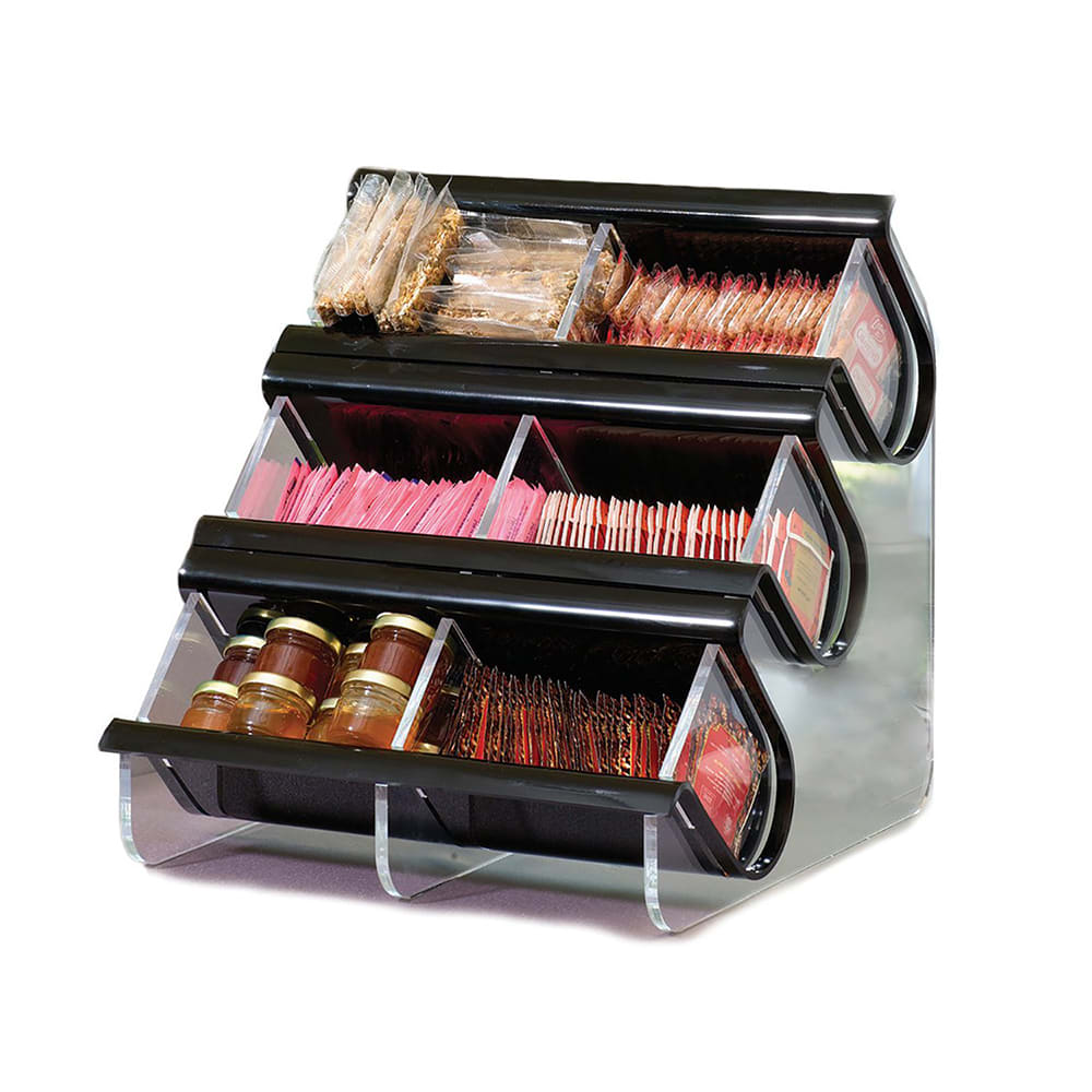 Rosseto EZO739 Condiment Organizer w/ (6) Bins, 14" x 14" x 14", Black