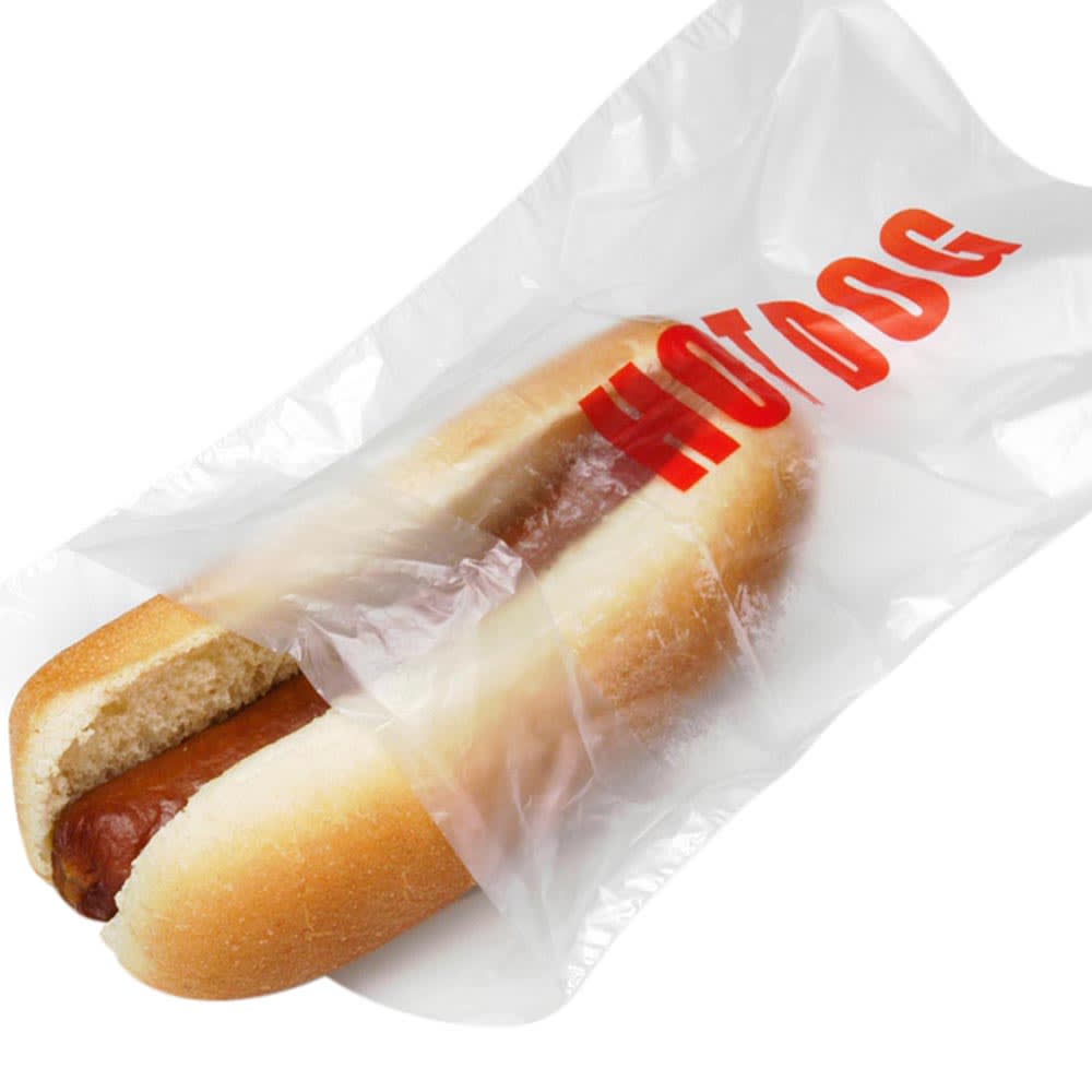 LK Packaging DP5258HDG Printed Hot Dog Bag - 8" x 5 1/4", Poly