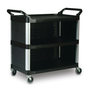 Rubbermaid FG618900BLA Housekeeping Cart w/ Vacuum Holder, 60"L x 22"W ...