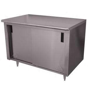 Advance Tabco ECB-SS-3010M-X 120" Enclosed Work Table w/ Sliding Doors ...