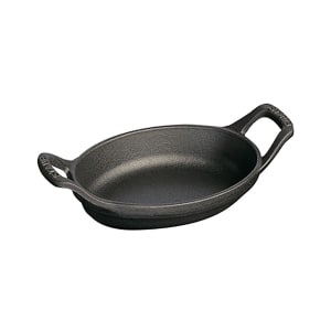 Lodge HMSOV 9 oz Oval Mini Server w/ Handles - Cast Iron, Black