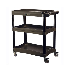 Rubbermaid FG409300BLA 40 5/8"L Polymer Bus Cart w/ (3) Levels, Shelves ...