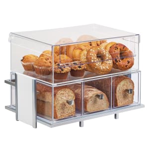 Cal-Mil 1279 Eco Modern Bread Box Display w/ 2 Tiers, Silver Wire & Bamboo