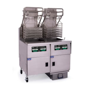 Pitco SSH55-2FD Gas Fryer - (2) 50 lb Vats, Floor Model, NG