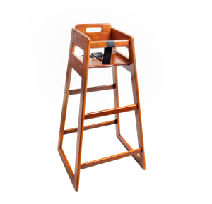 Winco CHH-103 29 3/4" Stackable Wood High Chair w/ Waist Strap, Mahogany