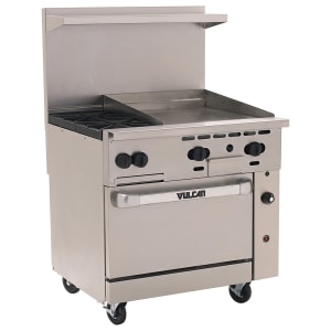 Vulcan 48C-4B24G 48" 4 Burner Gas Range w/ Griddle & Convection Oven ...
