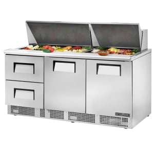 True TFP-32-12M-D-2 32" Sandwich/Salad Prep Table w/ Refrigerated Base ...
