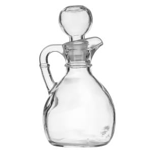 Tablecraft 611 6 oz Cruet w/ Stainless Steel Pourer - Glass, Clear