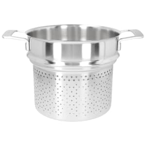 Tablecraft 985 Stainless Steel Pasta Basket, 5 1/4 x 7" Round, Blue Handle