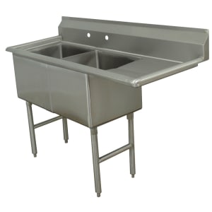 BK Resources UB4-21-248TS 48" Underbar Sink Unit w/ (2) Compartments ...