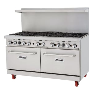 MoTak MR10-C-S-3 60" 10 Burner Gas Range w/ (2) Standard Ovens, Convertible