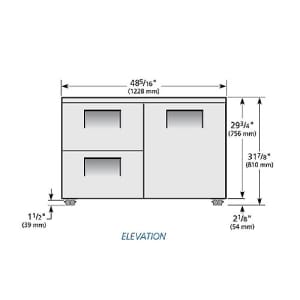 True TUC-48-HC 48" W Undercounter Refrigerator w/ (2) Sections & (2 ...