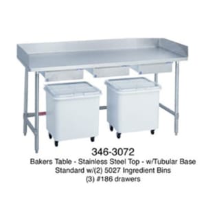 John Boos BAK03 72" Maple Top Bakers Table w/ 4" Splash & Undershelf, 30"D