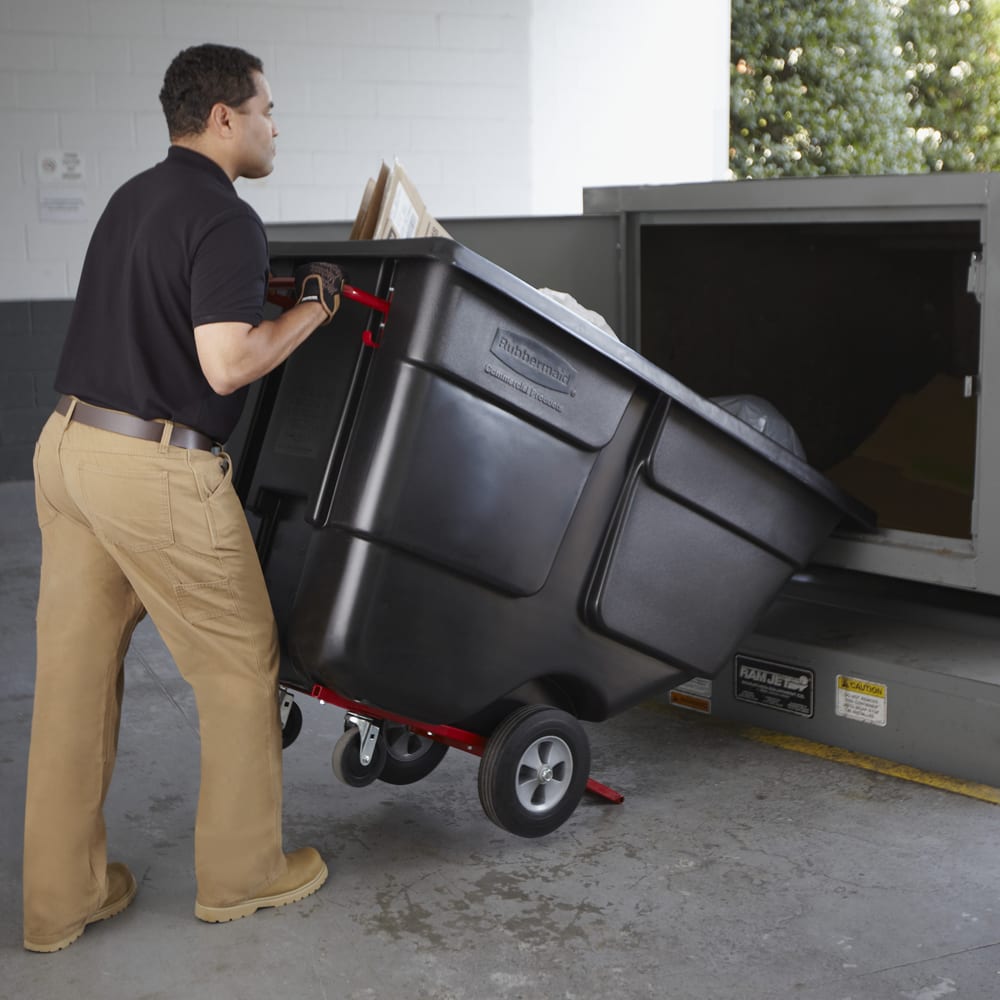 Rubbermaid FG131400BLA 1 cu yd Trash Cart w/ 850 lb Capacity, Black