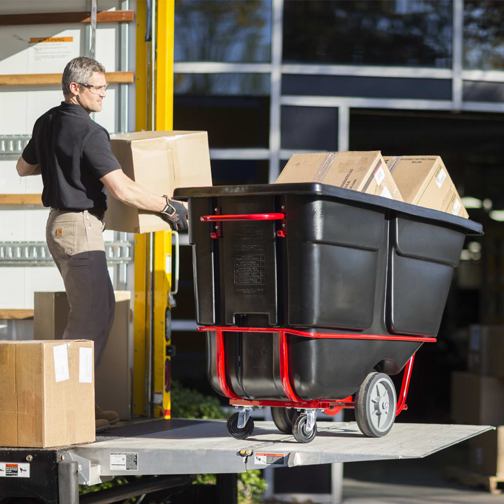 Rubbermaid FG131600BLA 1 cu yd Trash Cart w/ 2100 lb Capacity, Black