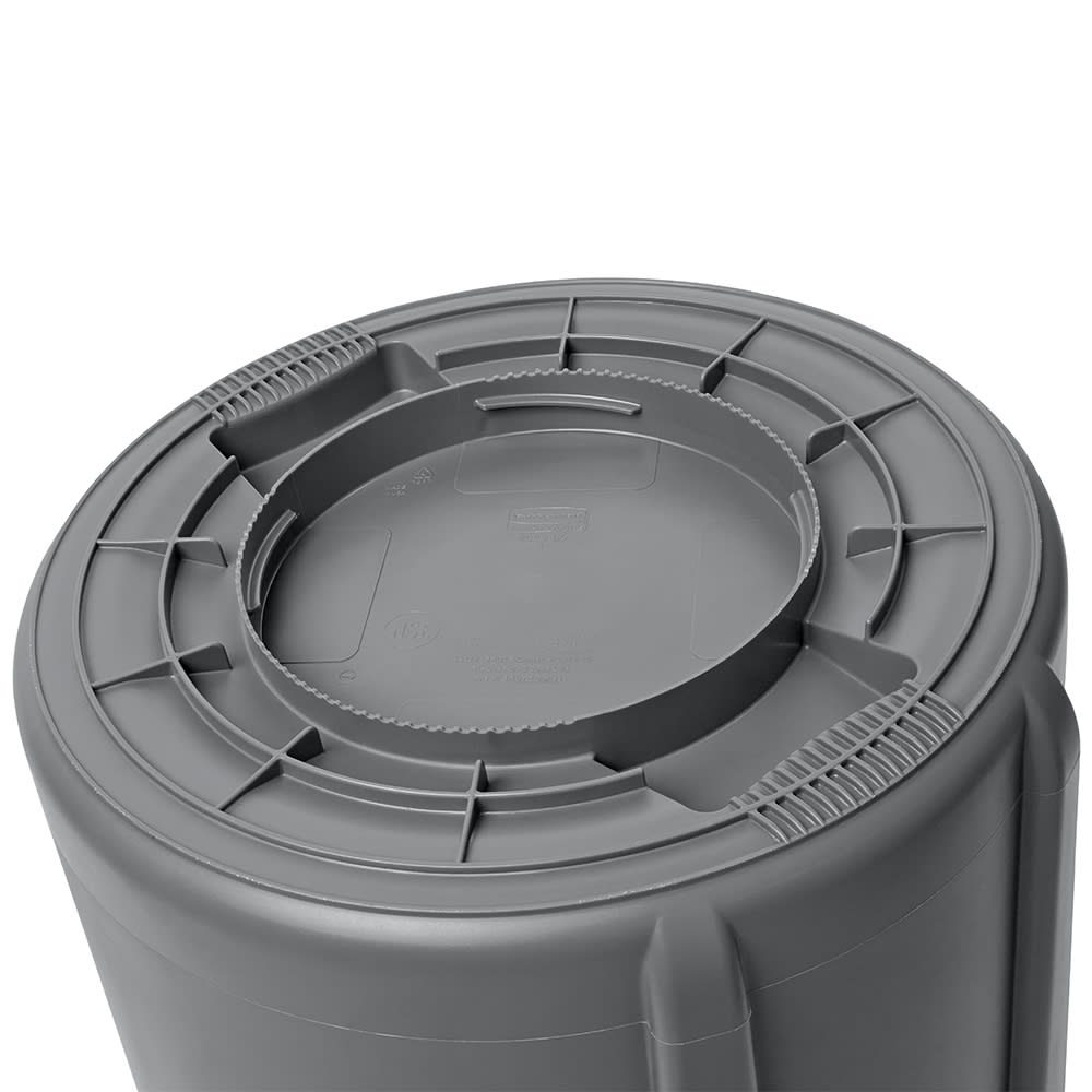 Rubbermaid FG264360GRAY 44 gallon Brute Trash Can - Plastic, Round ...