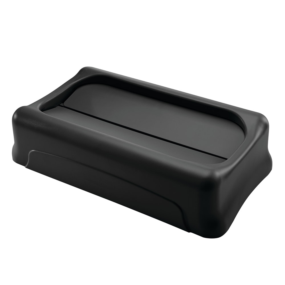 Rubbermaid FG267360BLA Rectangle Swing Top Trash Can Lid - Plastic, Black