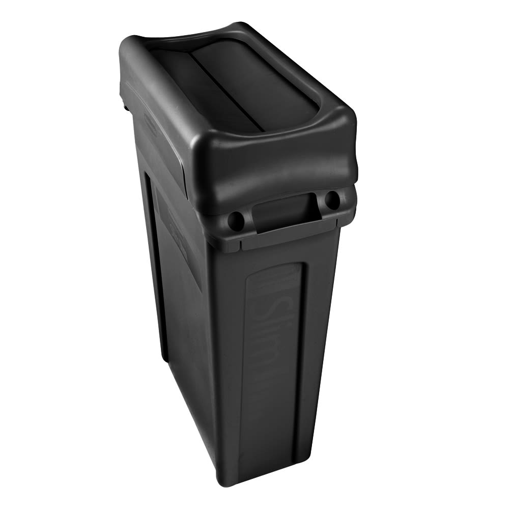 Rubbermaid FG267360BLA Rectangle Swing Top Trash Can Lid - Plastic, Black