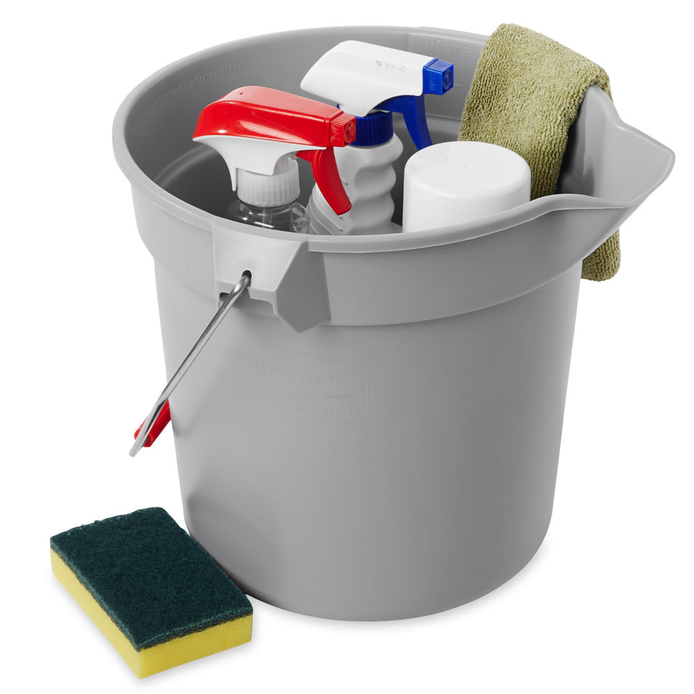 Rubbermaid FG296300GRAY 10 qt Round BRUTE Bucket - Gray