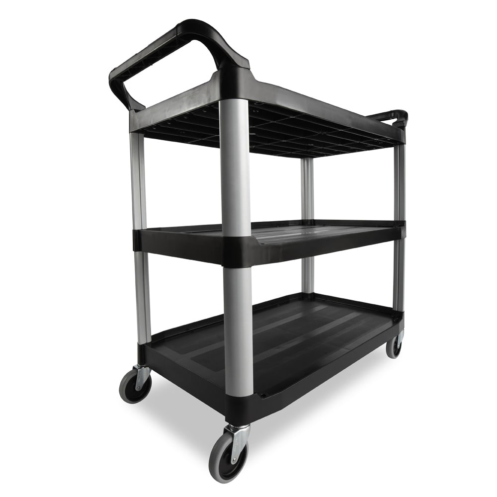 Rubbermaid FG409100BLA 3 Level Polymer Utility Cart w/ 300 lb Capacity ...