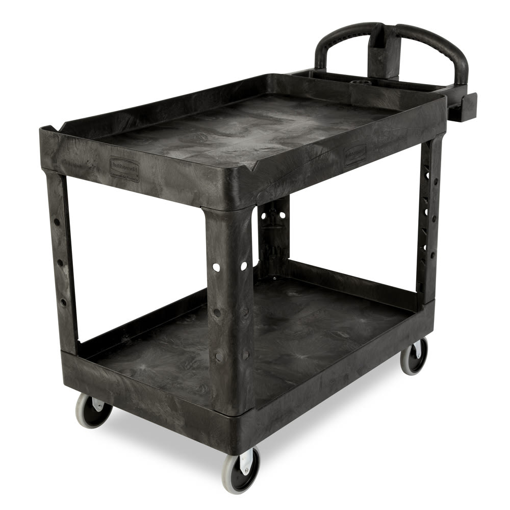 Rubbermaid FG452088BLA 2 Level Polymer Utility Cart w/ 500 lb Capacity ...