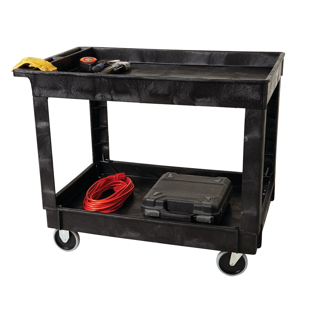 Rubbermaid FG9T6700BLA 2 Level Polymer Utility Cart w/ 500 lb Capacity ...