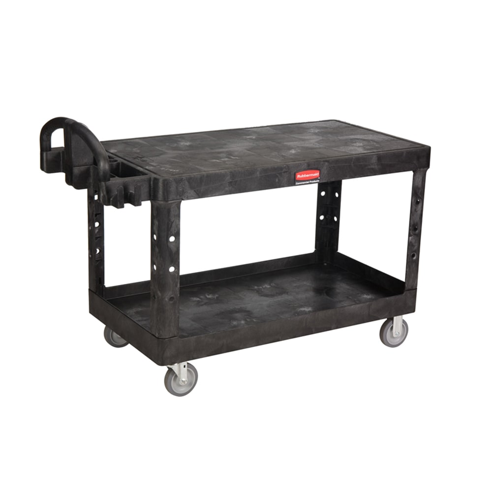 Rubbermaid FG454500BLA 2 Level Polymer Utility Cart - 54"L x 25-1/4"W x ...