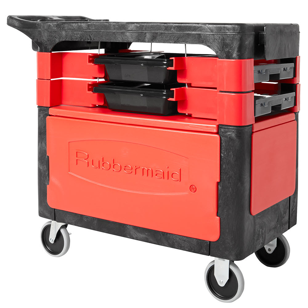 Rubbermaid FG618088 BLA 2 Level Polymer Utility Cart w/ 330 lb Capacity ...