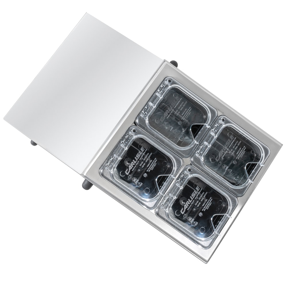 APW RTR-4 Refrigerated Topping Rail w/ (4) Sixth-Size Pans & Covers ...