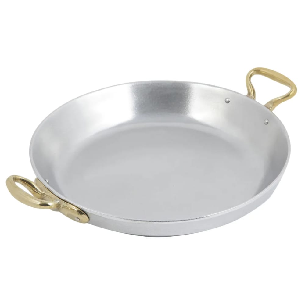 Bon Chef 5100 12" Aluminum Paella Pan w/ 2 qt 20 oz Capacity, Pewter