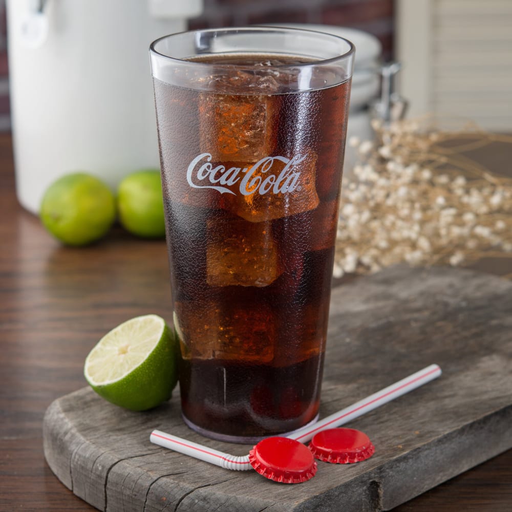 Carlisle 52243550G 24 oz Clear Textured Coca Cola® Tumbler