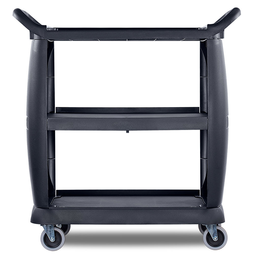 Carlisle CC203603 36"L Polymer Bus Cart w/ (3) Levels, Shelves, Black