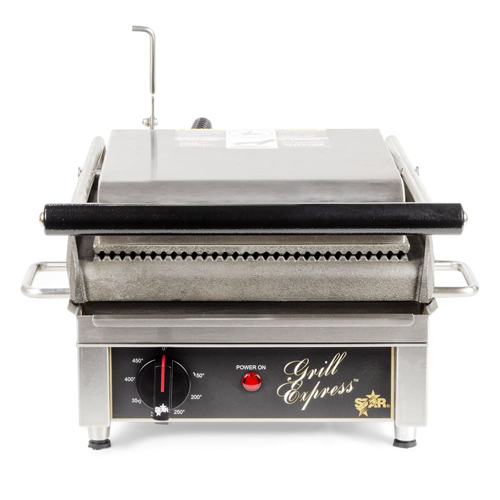 Star GX10IG Single Commercial Panini Press w/ Cast Iron Grooved Plates ...