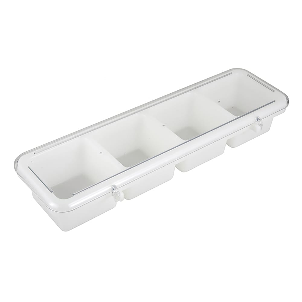 Winco BC-4P Plastic Bar Condiment Holder w/ (4) Compartments, White