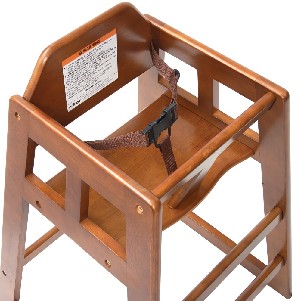 Winco CHH-104A 29 3/4" Stackable Wood High Chair w/ Waist Strap, Walnut
