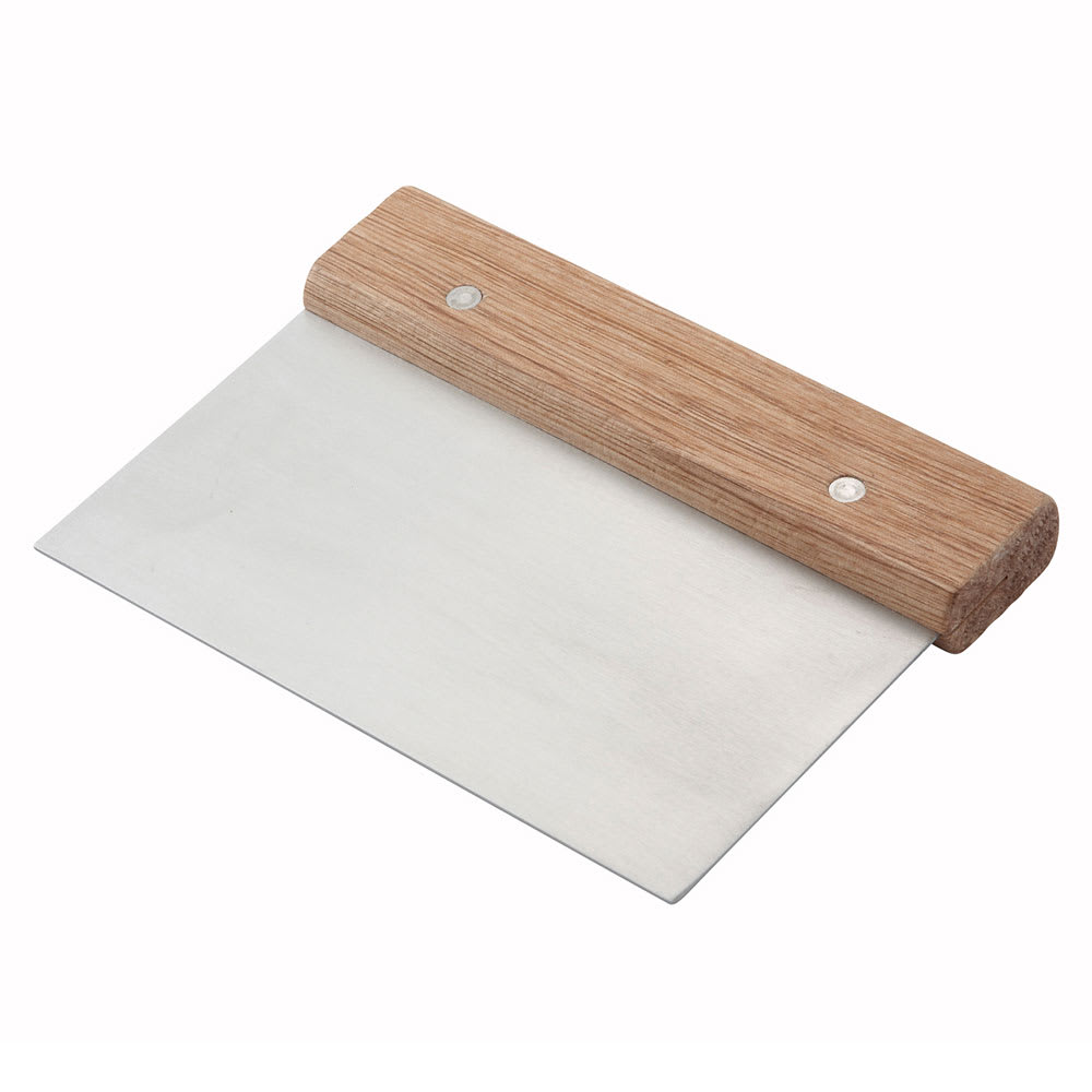 Winco DSC-3 Dough Scraper w/ Wood Handle - 6" x 3", Stainless Steel