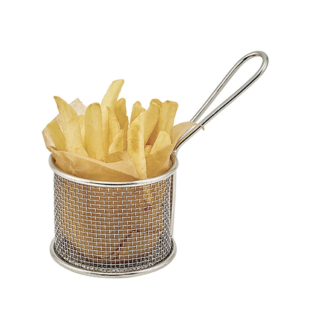 Winco FBM-32R 3 3/4" Round Mini Fry Basket, Stainless