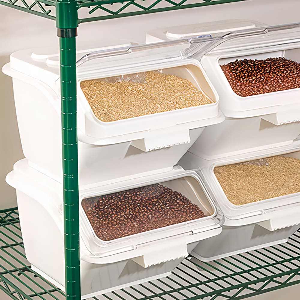 Winco IB-5S Shelf Ingredient Bin - 5 Gallon Capacity, Clear Lid/White Base