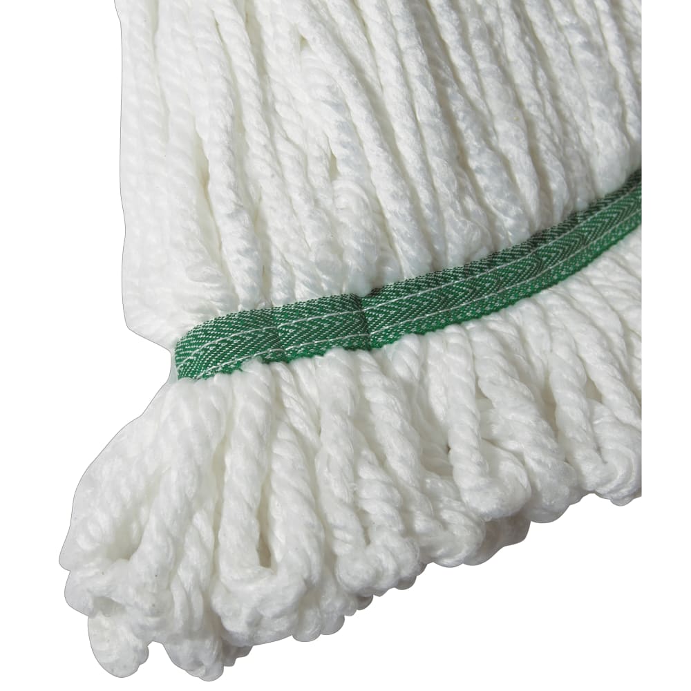 Winco MOPM-L 17 oz Wet Mop Head w/ Looped Ends - Microfiber, White/Green