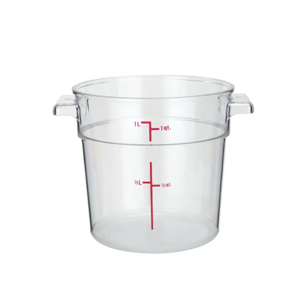 Winco PCRC-1 1 qt Round Storage Container - Polycarbonate, Clear