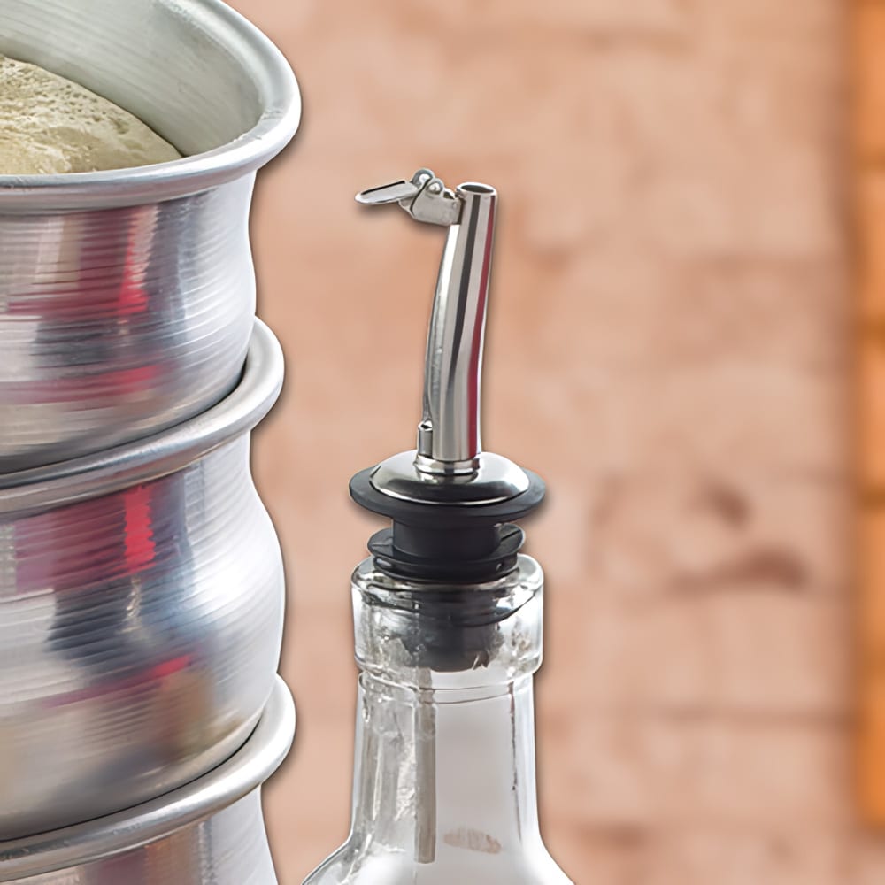 Winco PPM-4C Medium-Fast Flow Liquor Pourer w/ Stainless Breather Tube ...