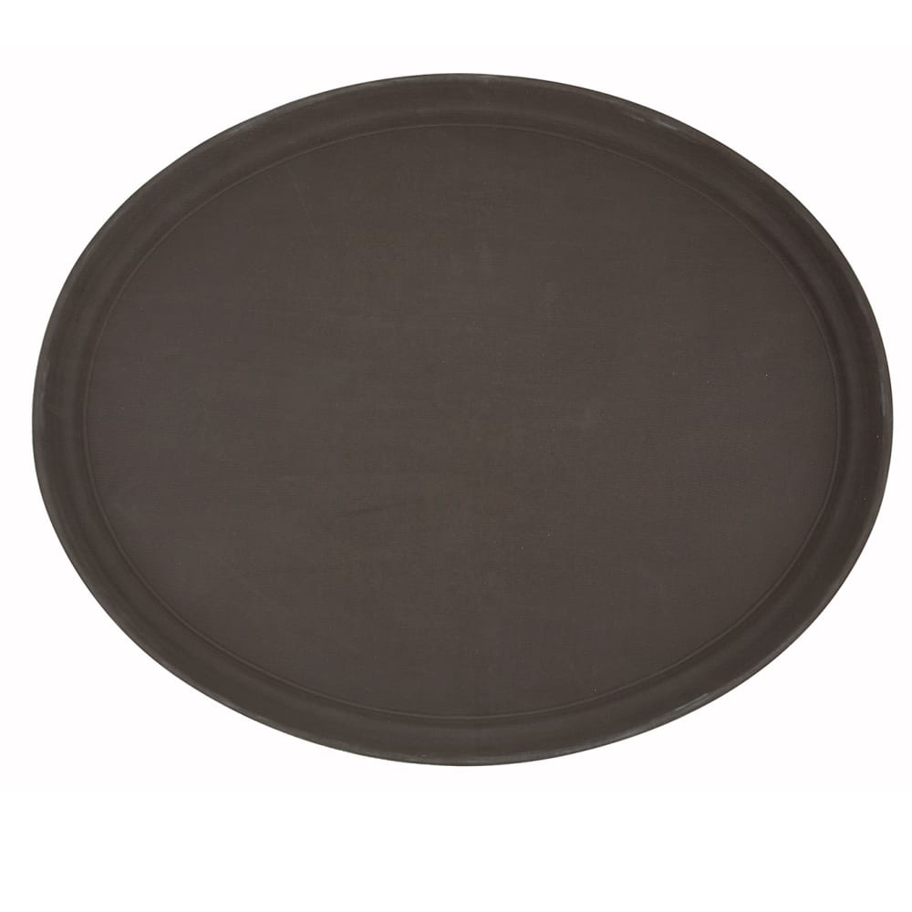 Winco TFG-2622N Oval Serving Tray - 26" x 22", Fiberglass, Brown