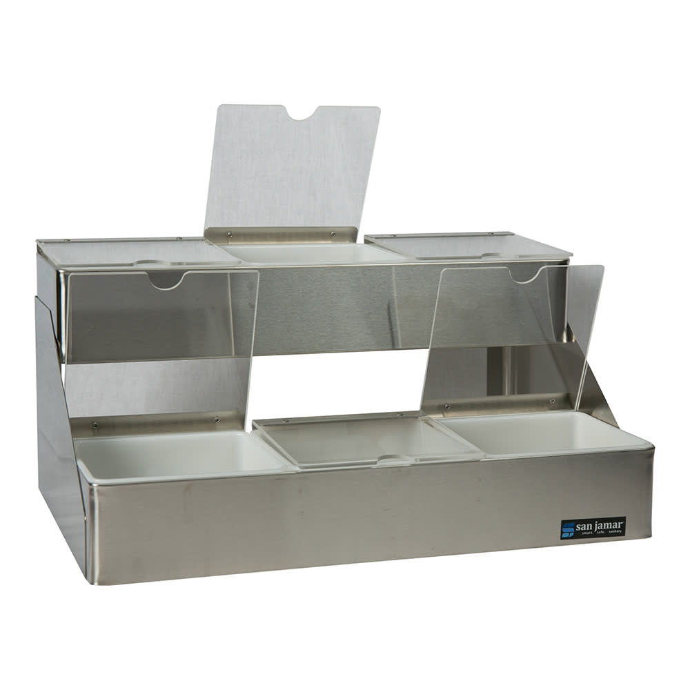 San Jamar B4706INL (6) Compartment Bar Garnish Tray - Notched Lid