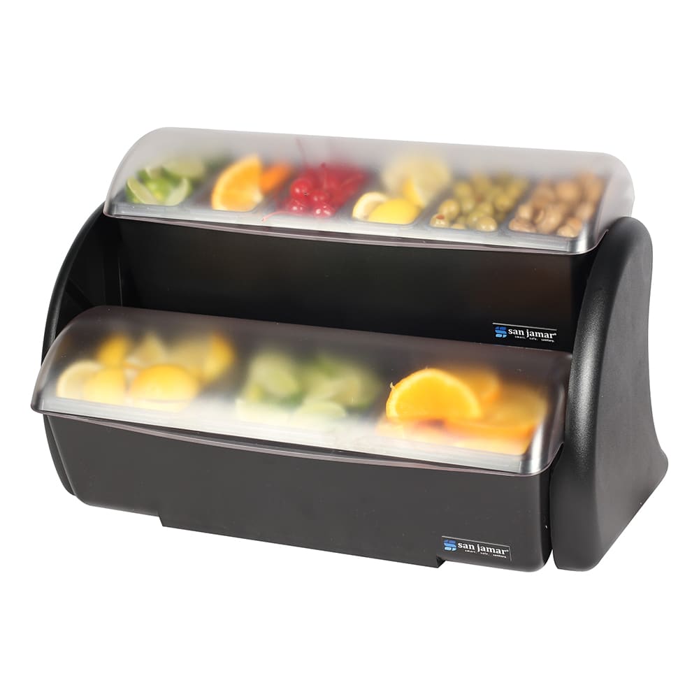San Jamar BDS4266 (9) Compartment Bar Garnish Tray - Domed Lid