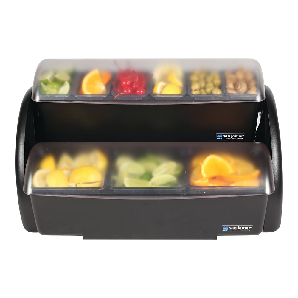 San Jamar BDS4266 (9) Compartment Bar Garnish Tray - Domed Lid