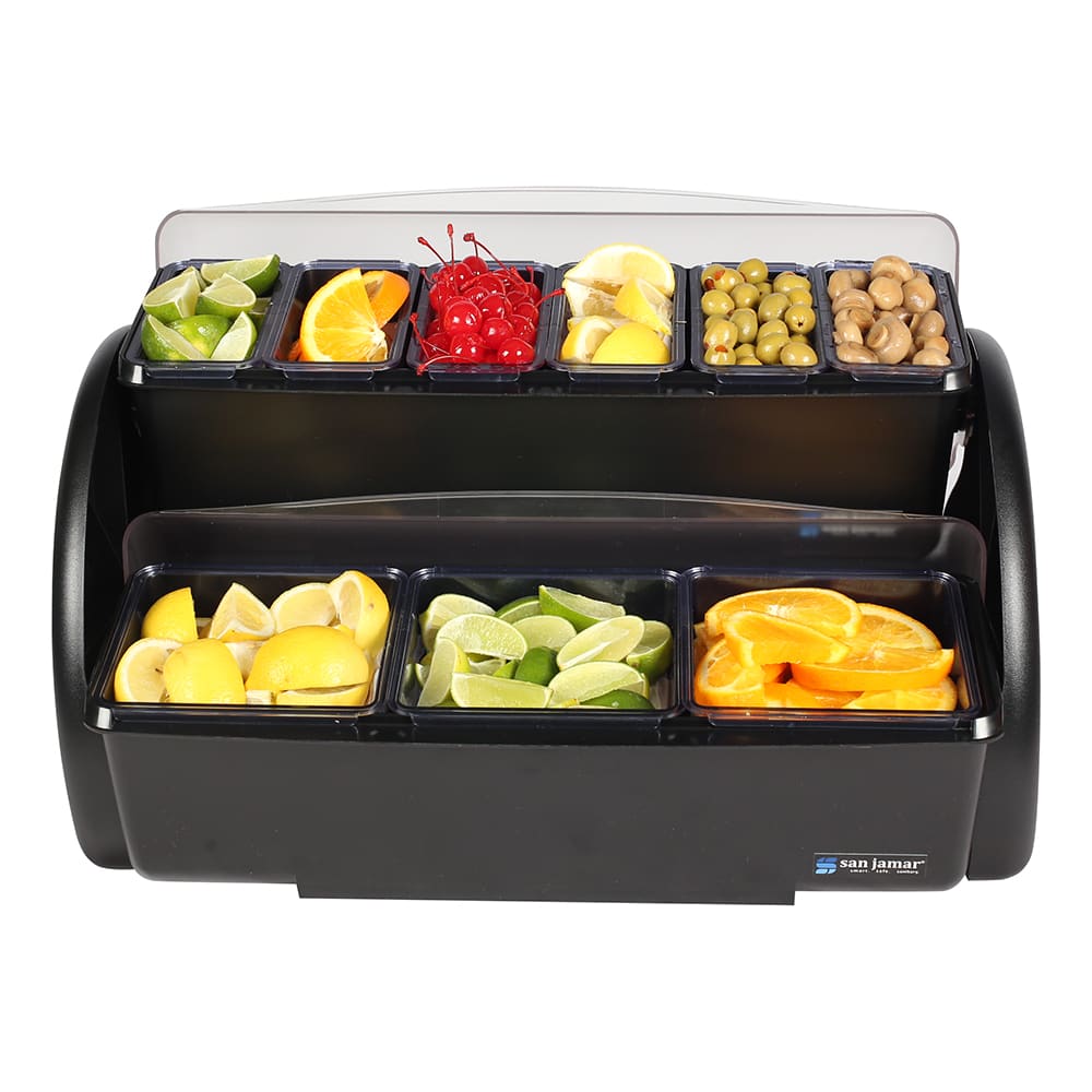 San Jamar BDS4266 (9) Compartment Bar Garnish Tray - Domed Lid