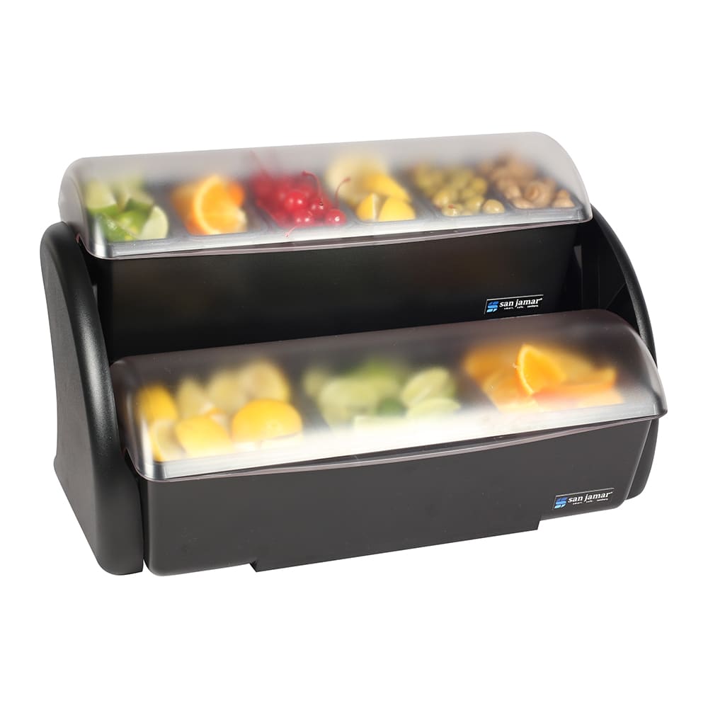 San Jamar BDS4266 (9) Compartment Bar Garnish Tray - Domed Lid