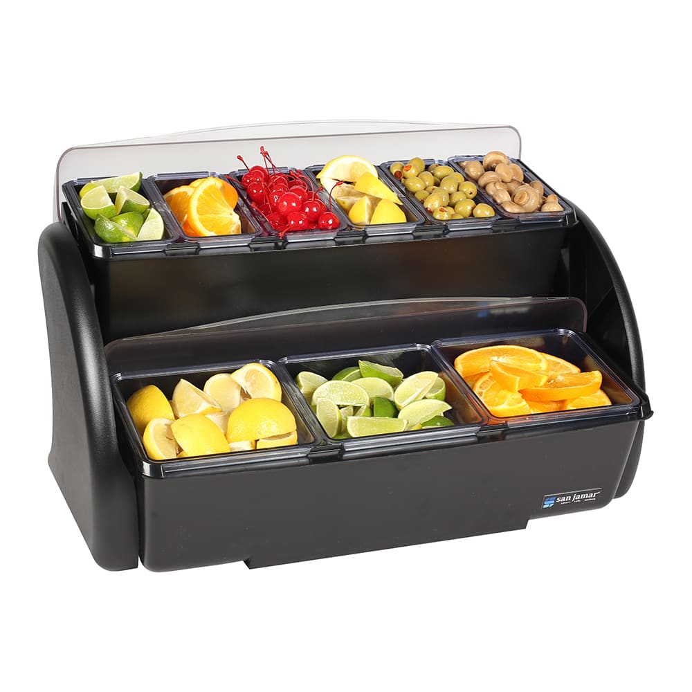 San Jamar BDS4266 Dipper Style Condiment Dispenser w/ (3) 2 qt & (6) 1 ...