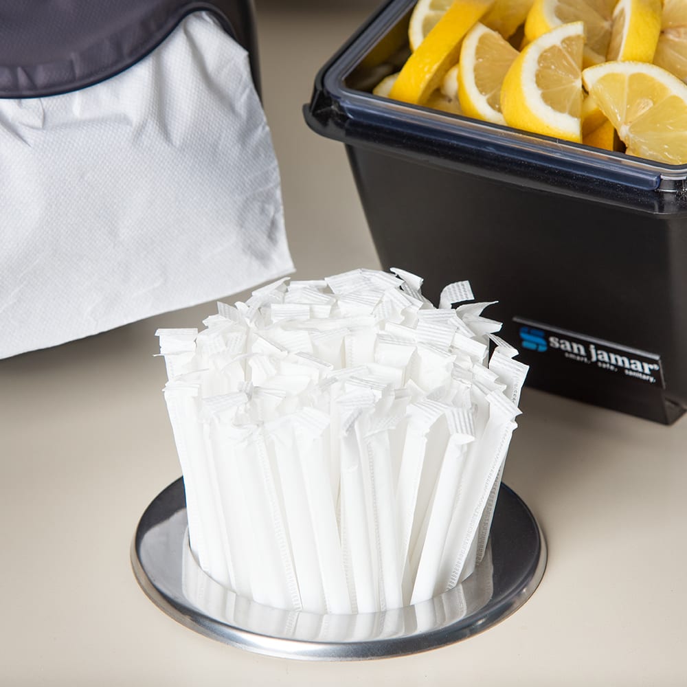 San Jamar L320C Straw Dispenser, Drop-In Counter Mount, 5 3/8" Diam, 6 ...