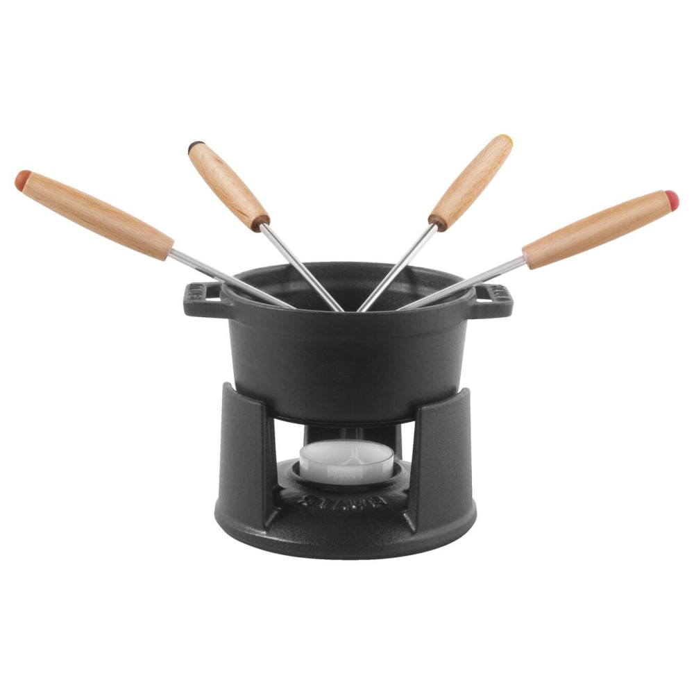 Staub 1004139 Mini Chocolate Fondue Set w/ 1/4 qt Capacity, 4 Forks ...